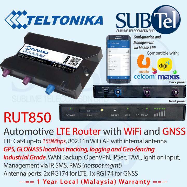 Teltonika RUT850 LTE 4G 3G 2G Automotive Router Modem with WiFi AP ...
