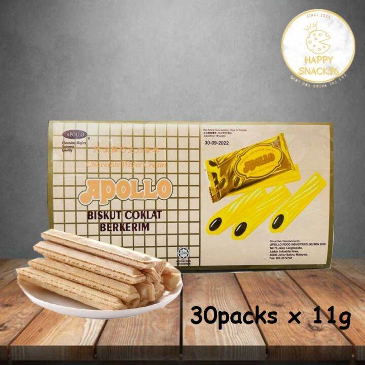 【11g x 30pcs】Apollo Chocolate Wafer Cream / Biskut Coklat Berkerim / Apollo 1012N Wafer Stick ...