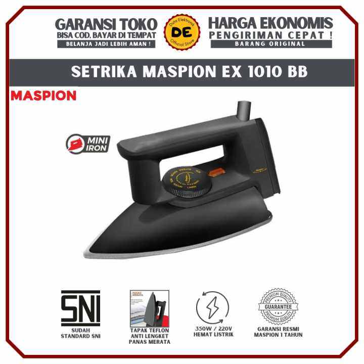 Setrika Listrik Maspion EX 1010 BB Strika Maspion Hitam EX-1010BB Gosokan Baju EX1010 Setrika ...