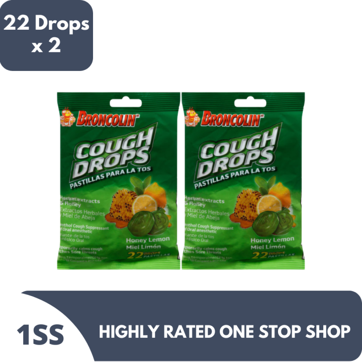 Broncolin Cough Drops Honey Lemon 22 Drops x 2 | Lazada PH