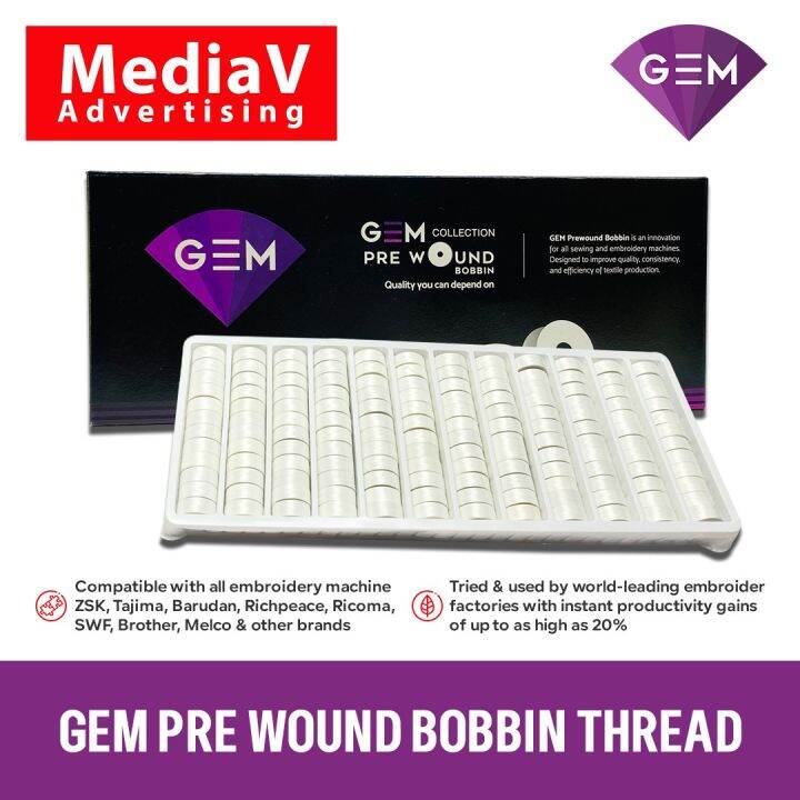 GEM Pre Wound Bobbin Thread - for Embroidery Machine | Lazada PH