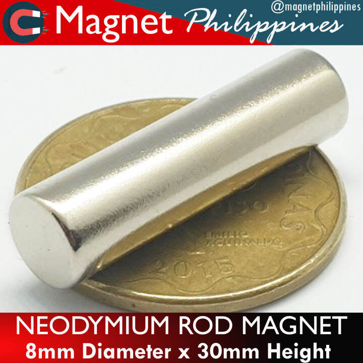 N52 Neodymium ROD Magnet 8mm Diameter x 30mm Height Super Strong Rare ...