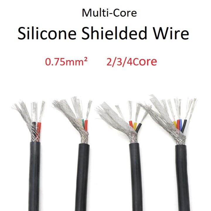 1Meter Sq 0.75mm Soft Silicone Rubber Shielded Wire Cable 2 3 4 6 Cores ...