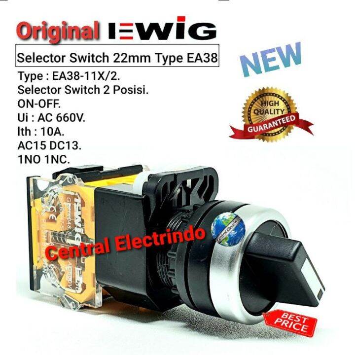 Selector Switch EWIG 22mm EA38-11X/2 2Posisi ON-OFF 1NO 1NC. | Lazada Indonesia