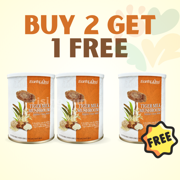 BUY 2 GET 1 FREE Earth Living Organic Tiger Milk Mushroom Millet Oat Milk 750G X 2 - TWIN PACKS ...