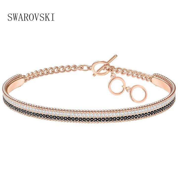 Personality Black and White Two-color Bracelet Crystal Tri-color ...