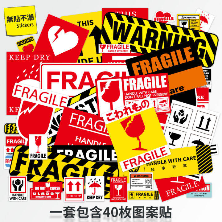 [stickers]Fragile Warning Anti-collision Suitcase Sticker Personality ...