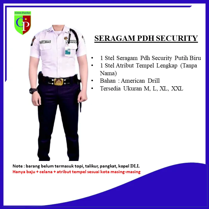 COD !! SERAGAM PDH SECURITY SATPAM + ATRIBUT TEMPEL (TANPA NAMA) MURAH ...