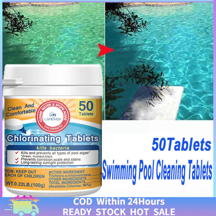 50 Tablets Swimming Pool Disinfection Chlorinating Instant Effervescent ...