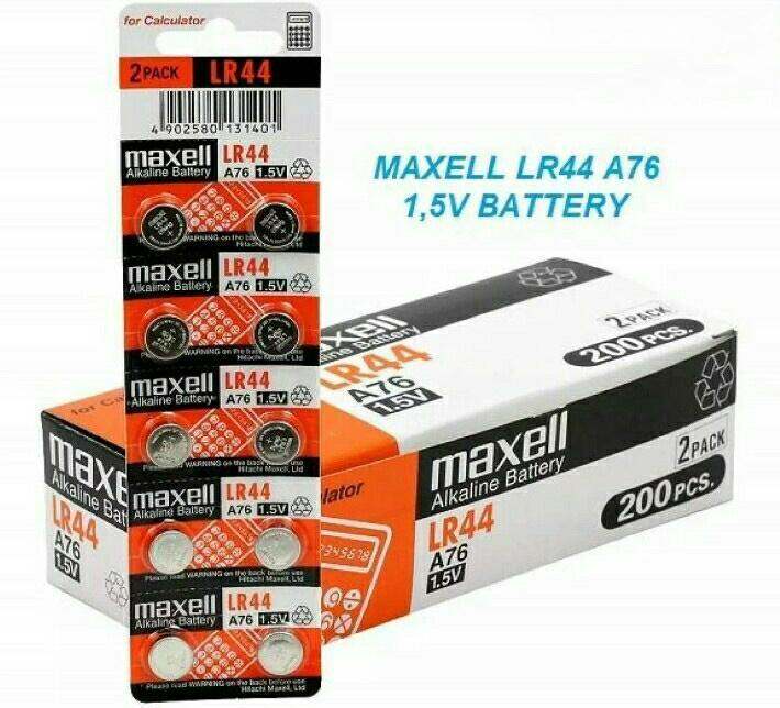 Isi 10 Pcs ( 1 Lembar ) Baterai Maxell Alkaline LR44 - Baterai Jam Tangan / Kalkulator / Laser ...