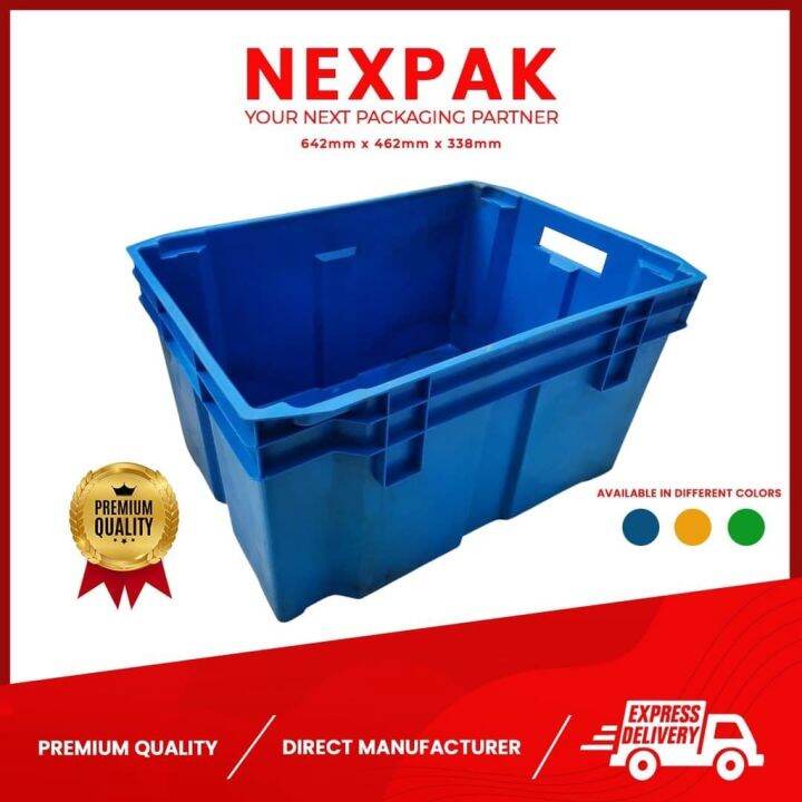 Plastic Crates Large Heavy Duty Durable Nestable Stackable Solid ...