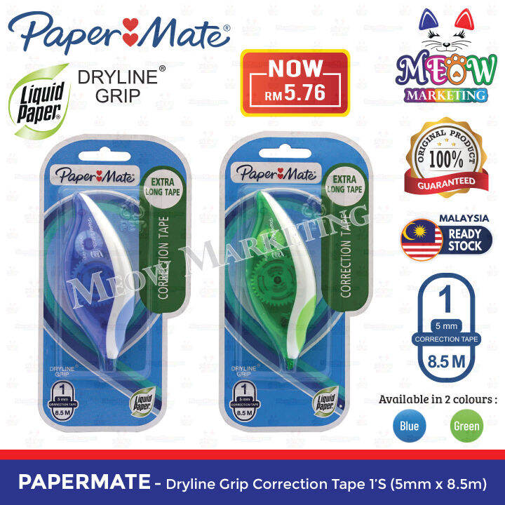 Papermate Dryline Grip Correction Tape 1'S (5mm x 8.5m) | Lazada