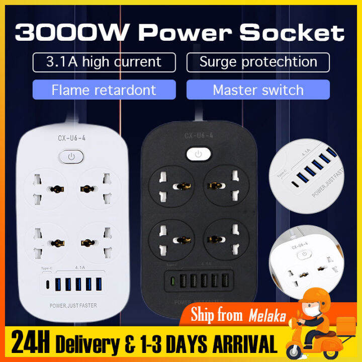 Universal Power Socket Extension With USB Ports Power Strip Surge Power ...