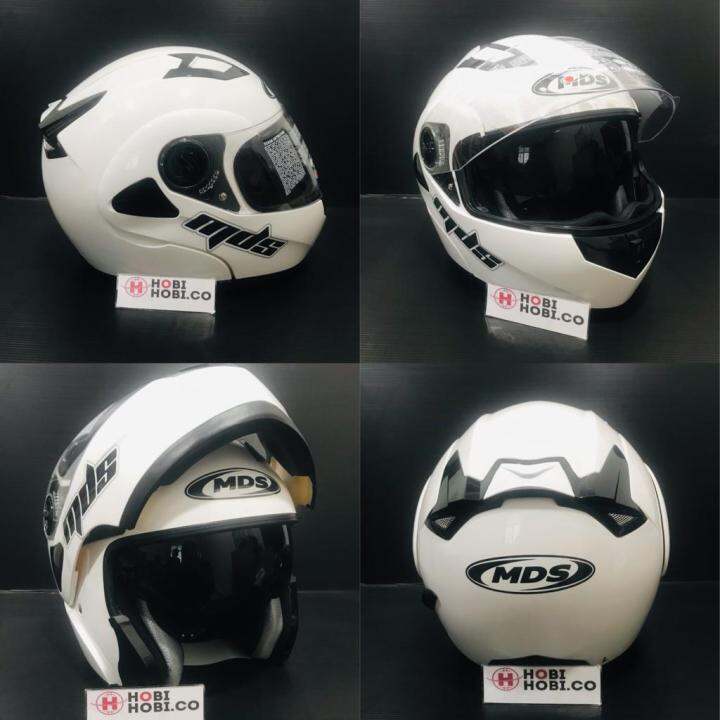 HELM MDS PRO RIDER SOLID POLOS WHITE MDS MODULAR | Lazada Indonesia