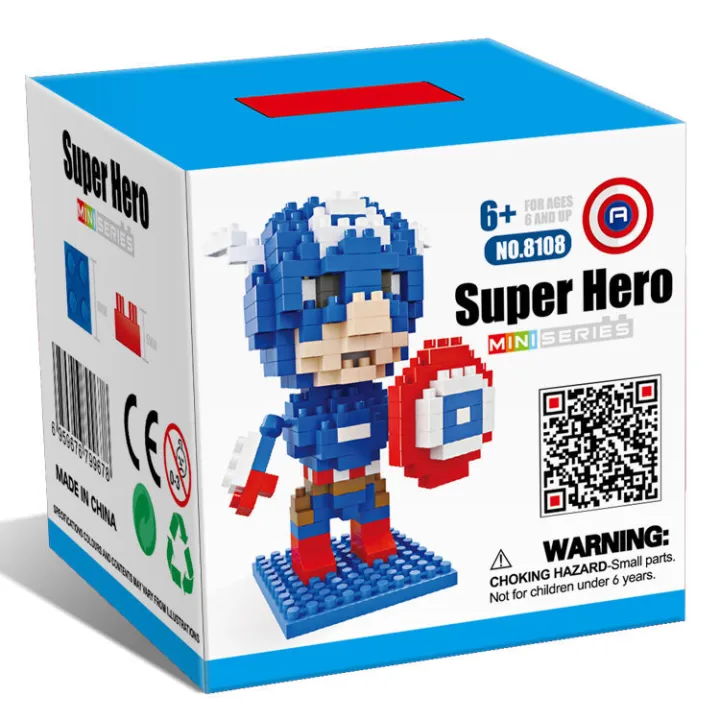Hsanhe 8108 Nano Micro Block Captain America ตัวต่อ เลโก้ชุดกัปตัน