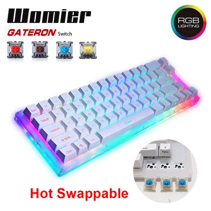 Womier K66 Keys Hot Swappable Mechanical Gaming Keyboard Tyce-C Wired RGB Backlit Gateron Switch ...