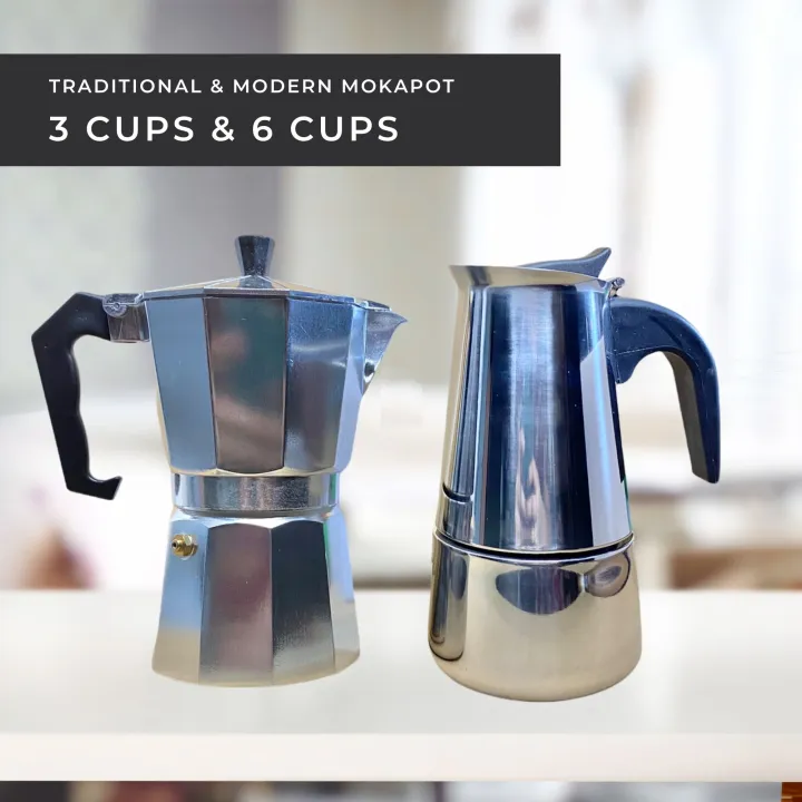 Traditional & Modern Stainless Moka pot | Italian Espresso Maker ...