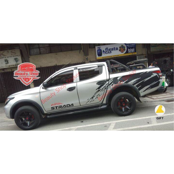 sticker stiker mobil strada triton 4x4 offroad lumpur bak samping ...