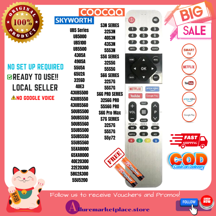 Smart TV remote for Skyworth TV Remote Control Universal | Coocaa TV ...