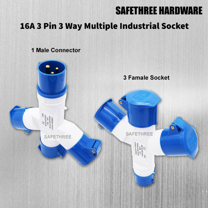 IP44 16A AMP 3 Pin 3Way Waterproof Industrial Core Socket 240V Multiple Outlet Socket For Wall ...