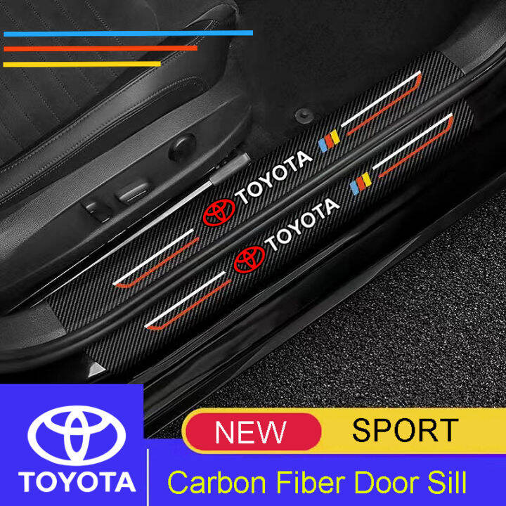 Car Carbon Fiber Leather Sports Door Sill Strips Scratched Welcome ...