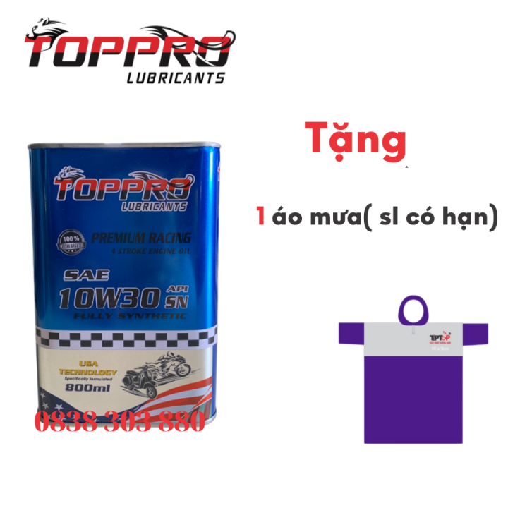 Dầu nhớt xe Ga Cao Cấp TOPPRO 10W30 SN [MUA 2 TẶNG 1 ÁO+2 MÓC KHÓA] [MUA 3 TẶNG 3 ÁO 5 MÓC KHÓA ...