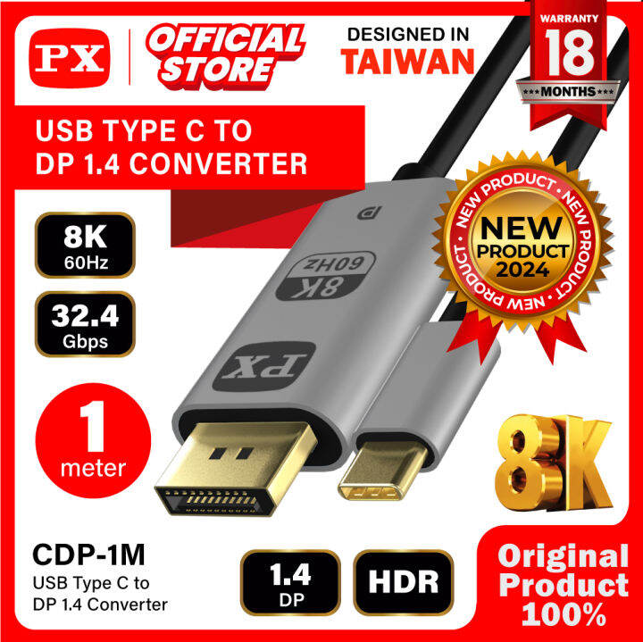 Kabel USB Type C 3.1 Converter to DP Display Port 1.4 8K PX CDP-1M ...
