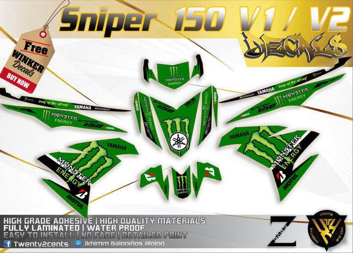 Yamaha Sniper 150 v1 / v2 High-Quality Decals and Stickers monster ...