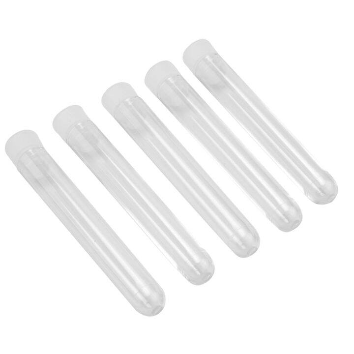 100Pcs Clear Plastic Test Tubes with White Screw Caps Sample Containers ...
