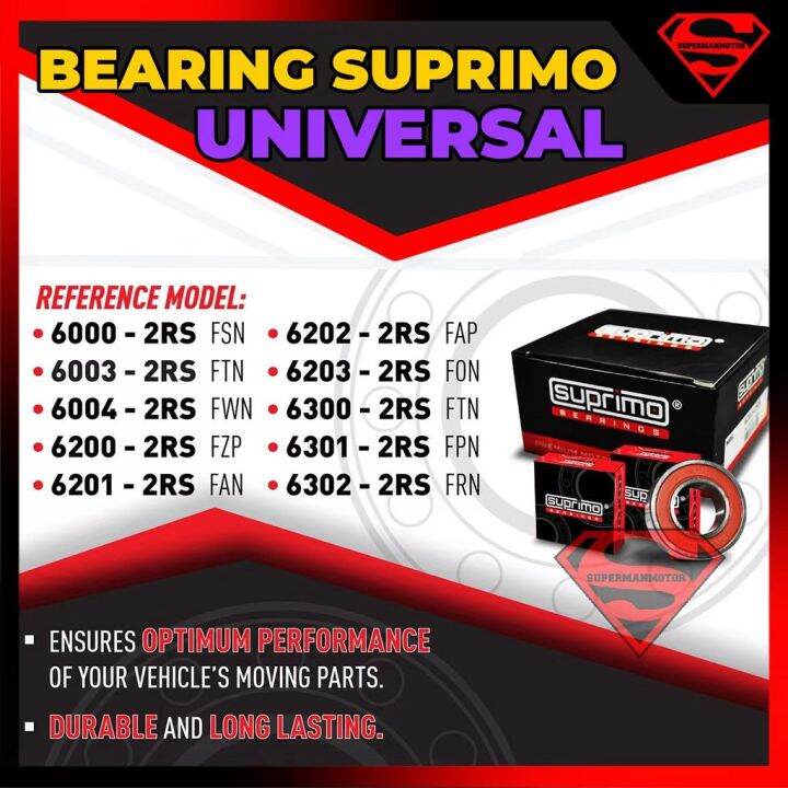 BEARING 6301 / 6300 / 6202 / 6004 / 6201 / 6200 Suprimo Brand and Biasa brand | Lazada