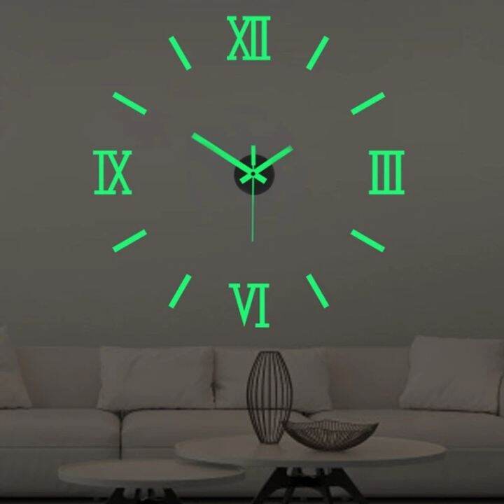 3D Roman Wall Clock Luminous Simple DIY Stereo Digital Wall Clock ...