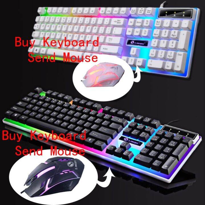 【Send Mouse】 LED Backlight Mechanical Keyboard Colorful USB Wired ...