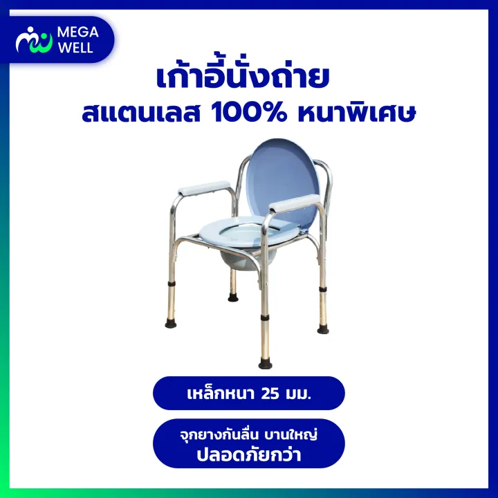 [Megawell ครบเรื่องสุขภาพ] เก้าอี้นั่งถ่าย สุขาเคลื่อนที่ สแตนเลส 25 ...