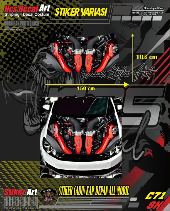 stiker decal cap mobil stiker kap depan mobil sticker bemper mobil ...