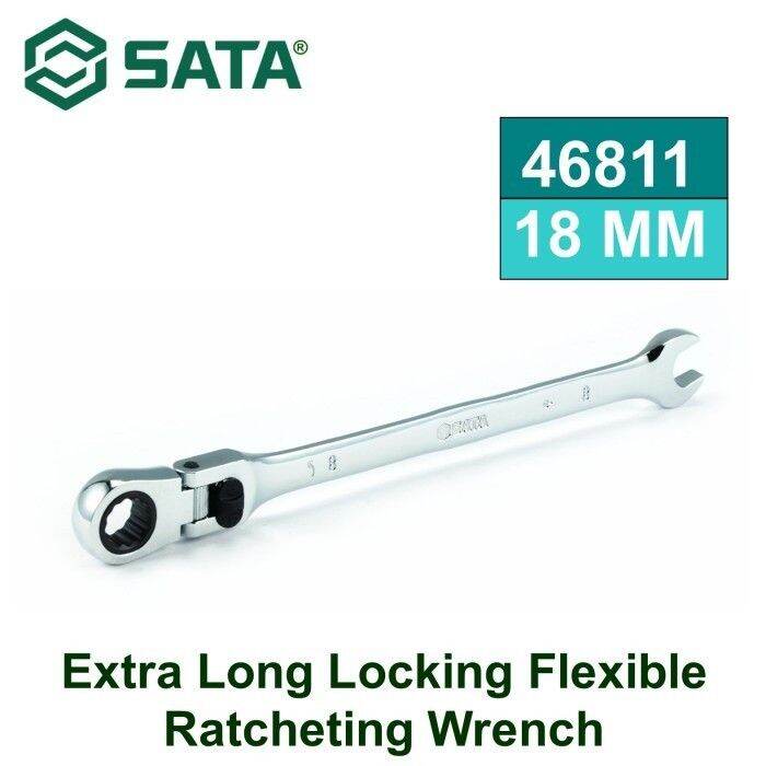 SATA Kunci Ring Pas Extra Long Locking Flexible Ratcheting Wrench 18MM ...