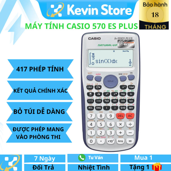 Máy tính Casio FX-570ES Plus-Máy Tính Học Sinh Casio FX 570es Plus - Máy tính cầm tay, sinh viên ...