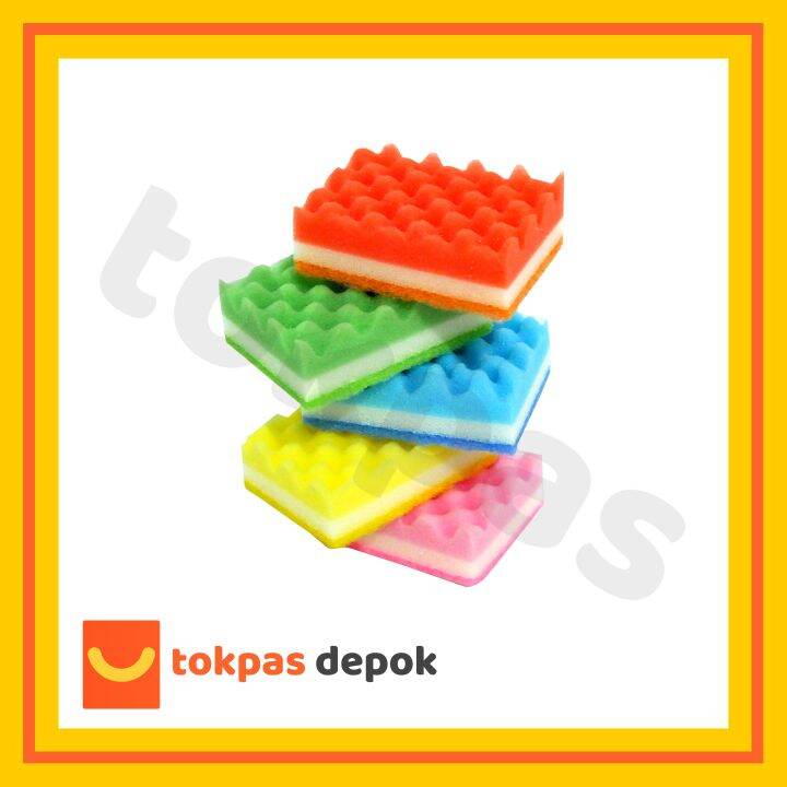 Busa Cuci Piring Warna Warni (5 pcs) / Spons / Sponge Nagata 0005 ...