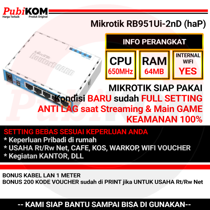 Mikrotik Full Setting RB951Ui-2ND Siap Pakai Router Wireless | Lazada ...