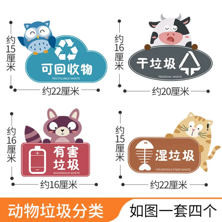 Wet and Dry Garbage Classification Logo Sticker Slogan Label Household ...