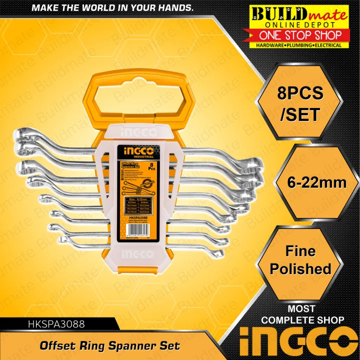 INGCO 8pcs Offset Ring Spanner SET 6-22mm HKSPA3088 •BUILDMATE• IHT | Lazada PH