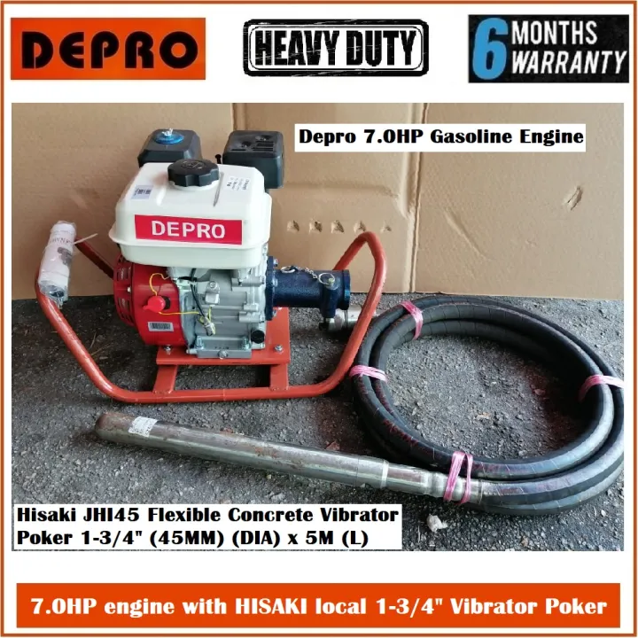 DEPRO 7.0HP Engine HG170 Vibrator Set with HISAKI Local 1-3/4" & 5 ...