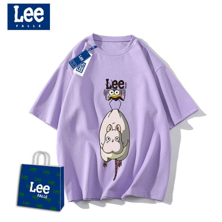 LEE ร่วมแบรนด์คู่ผ้าฝ้ายหนักออกแบบความรู้สึกซอกแขนสั้นเสื้อยืดผู้หญิง ...