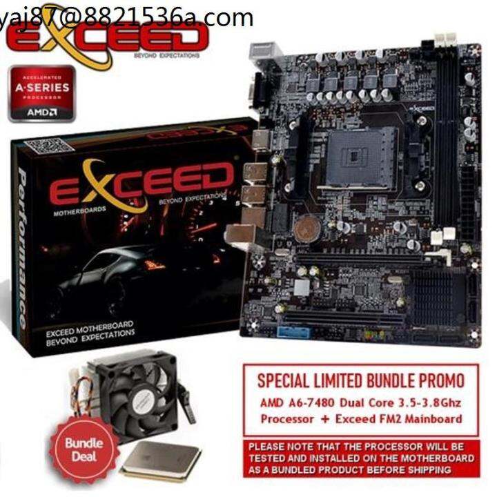 CPU AMD A6 7480 Dual Core Processor + Exceed ZX-A88M2 V2.0 Motherboard Value FM2 Processor ...