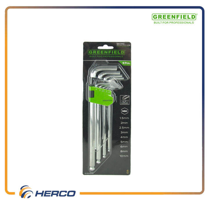 Greenfield Extra Long Hex Key Set 9pcs Ball End | Lazada PH