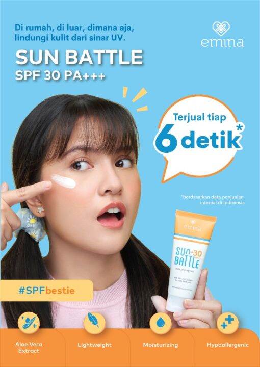 Emina Sun Battle SPF 30 PA+++ - Sunscreen Pelindung dari Sinar ...