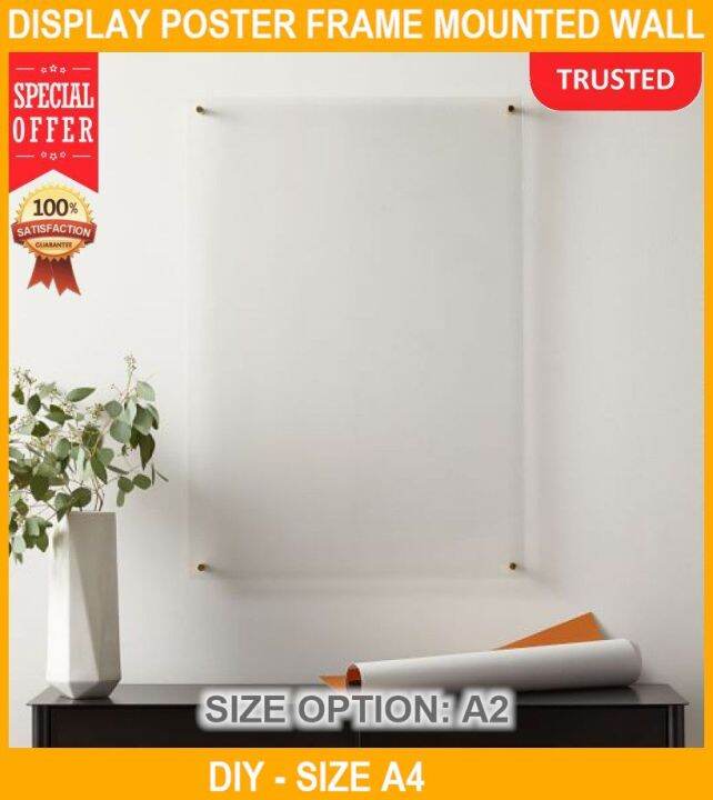 ACrylic Display Poster Frame Mounted Wall DIY - Size A4 / A3 / A2 ...