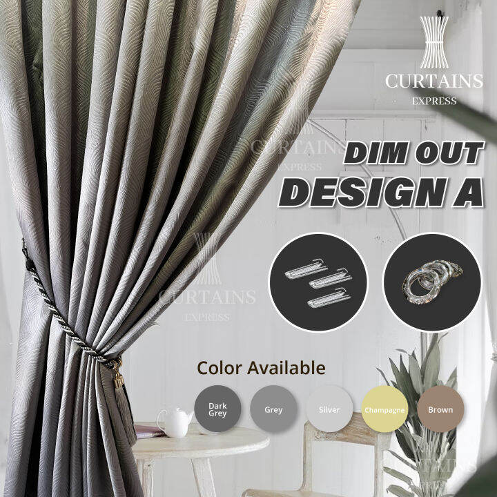 Dim Out Design A/SEMI BLACKOUT CURTAIN/SHINING MATERIAL/READYMADE CURTAIN/Langsir | Lazada