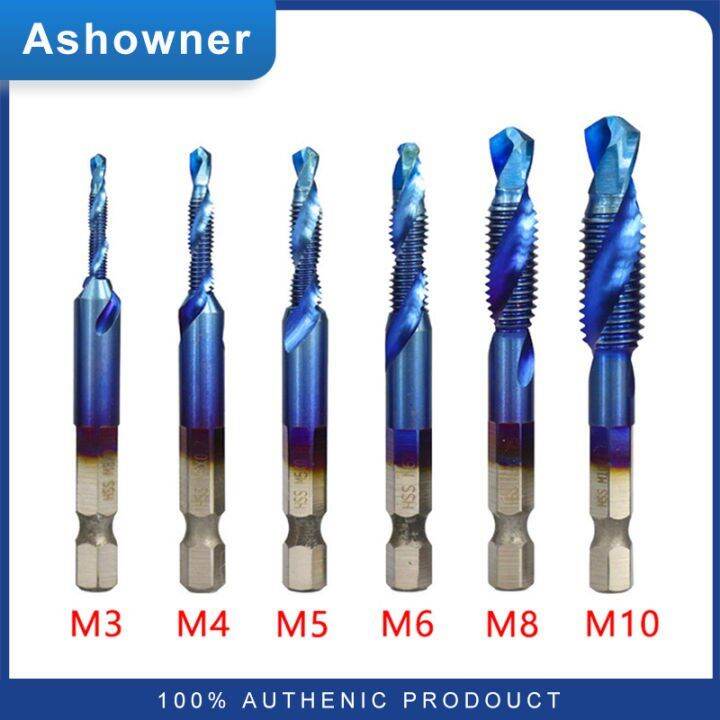 [Nhập RS0822 giảm 30k cho đơn 99k]Bộ 6 mũi khoan taro ren Titan tạo ren HSS 6542 M3-M10 phủ ...