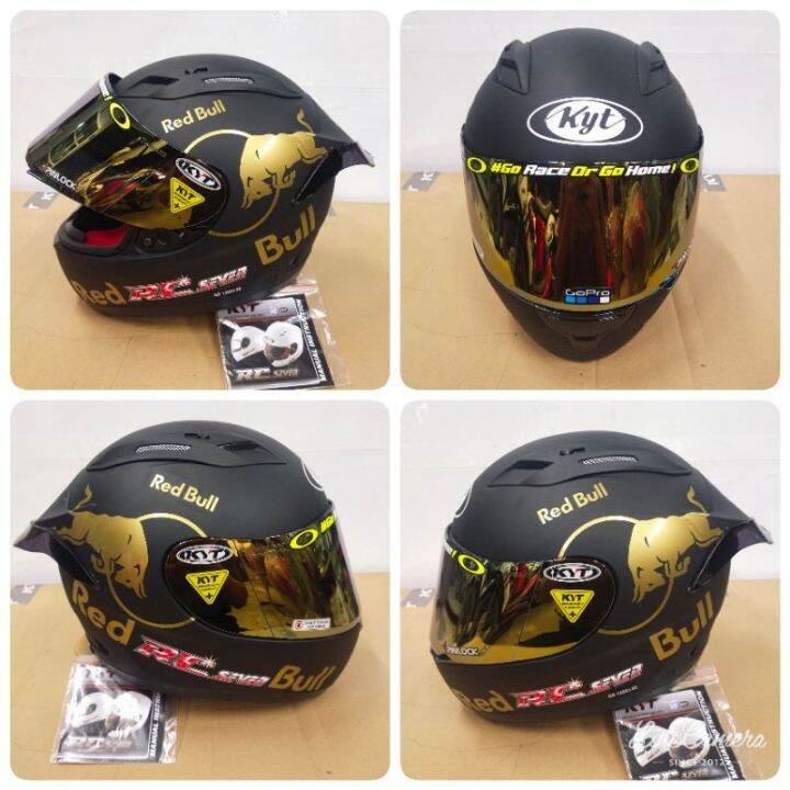 Helm Full Face KYT RC Seven Black Doff Red Bull Original | Helm Murah ...