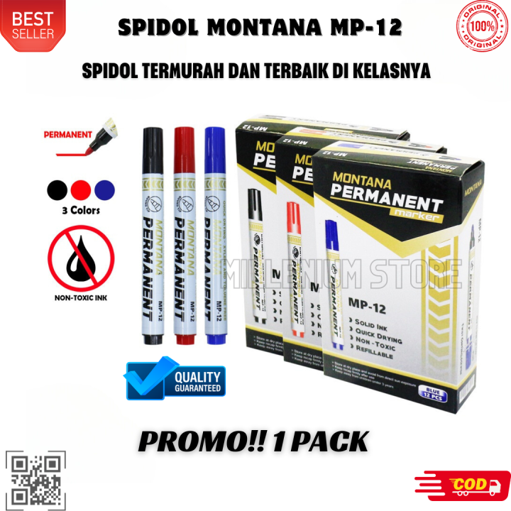 (1 PAK SPIDOL TURUN HARGA !!) SPIDOL PERMANEN MONTANA MP-12 (12PCS)/ 12 ...